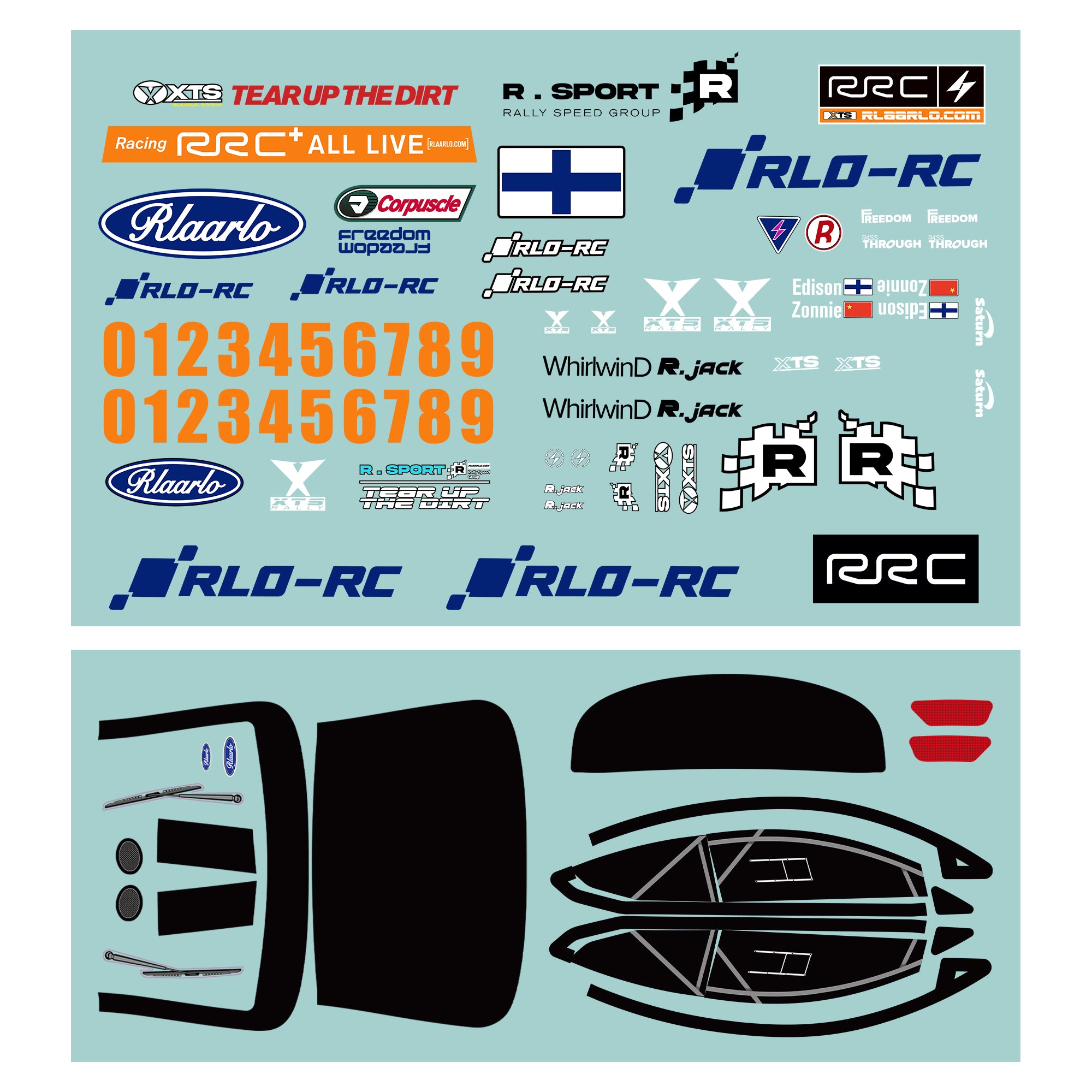 Rlaarlo XTS F10 Replacement Sticker Decal Pack (Carbon) - Part Number