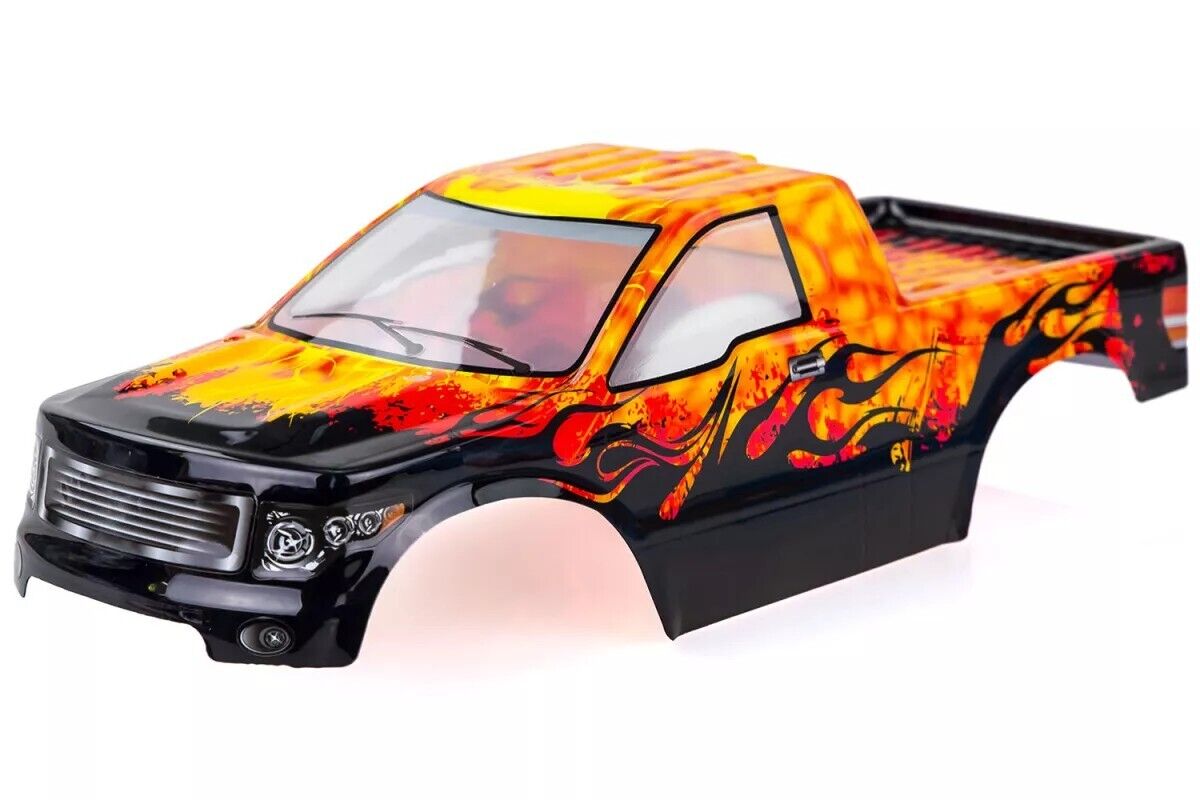 HSP RC Truck Car Body Shell Orange Flame With Stickers 1/10 HSP 94188